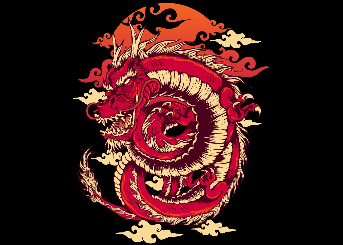 'Angry Chinese Dragon' Poster, picture, metal print, paint by Random ...