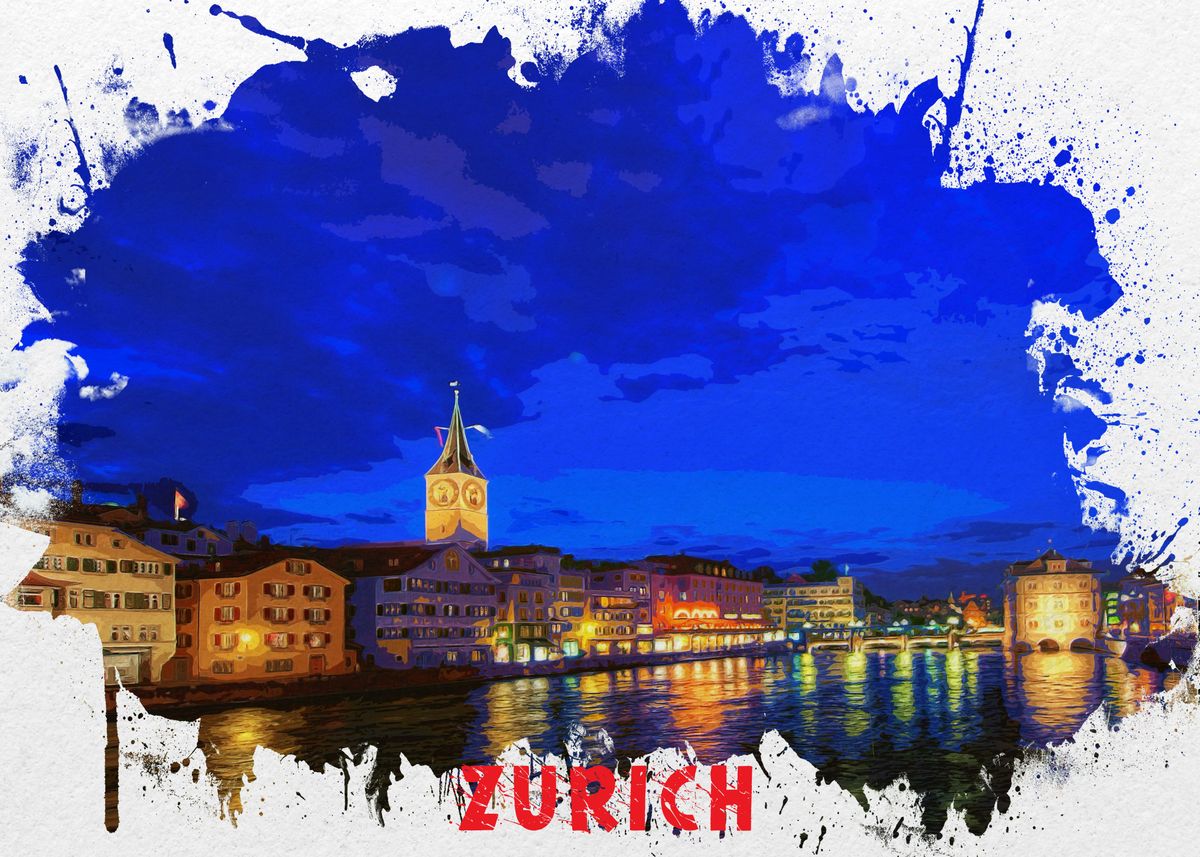 'Zurich' Poster, picture, metal print, paint by Anxhela Sufa | Displate
