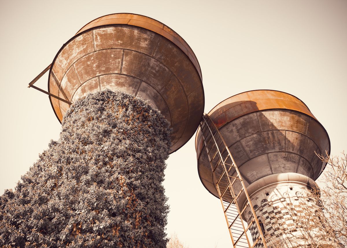 'Old vintage water towers' Poster, picture, metal print, paint by Tom ...