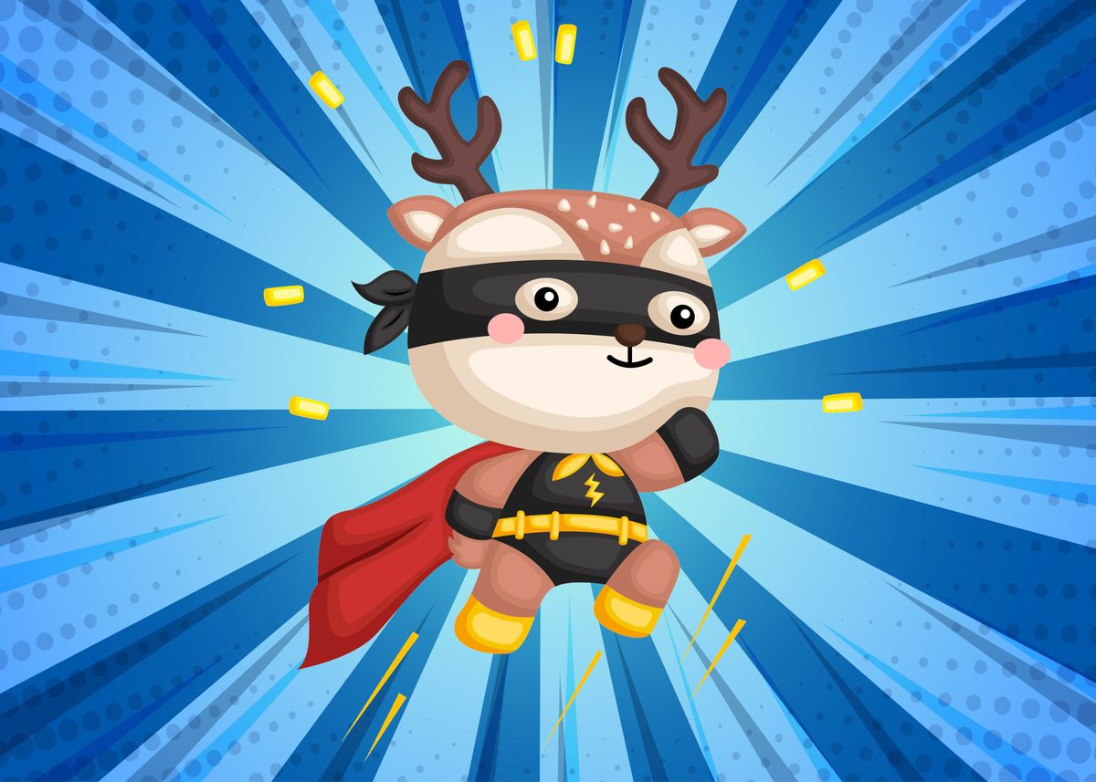 'Super Hero Deer' Poster, picture, metal print, paint by Max Ronn ...
