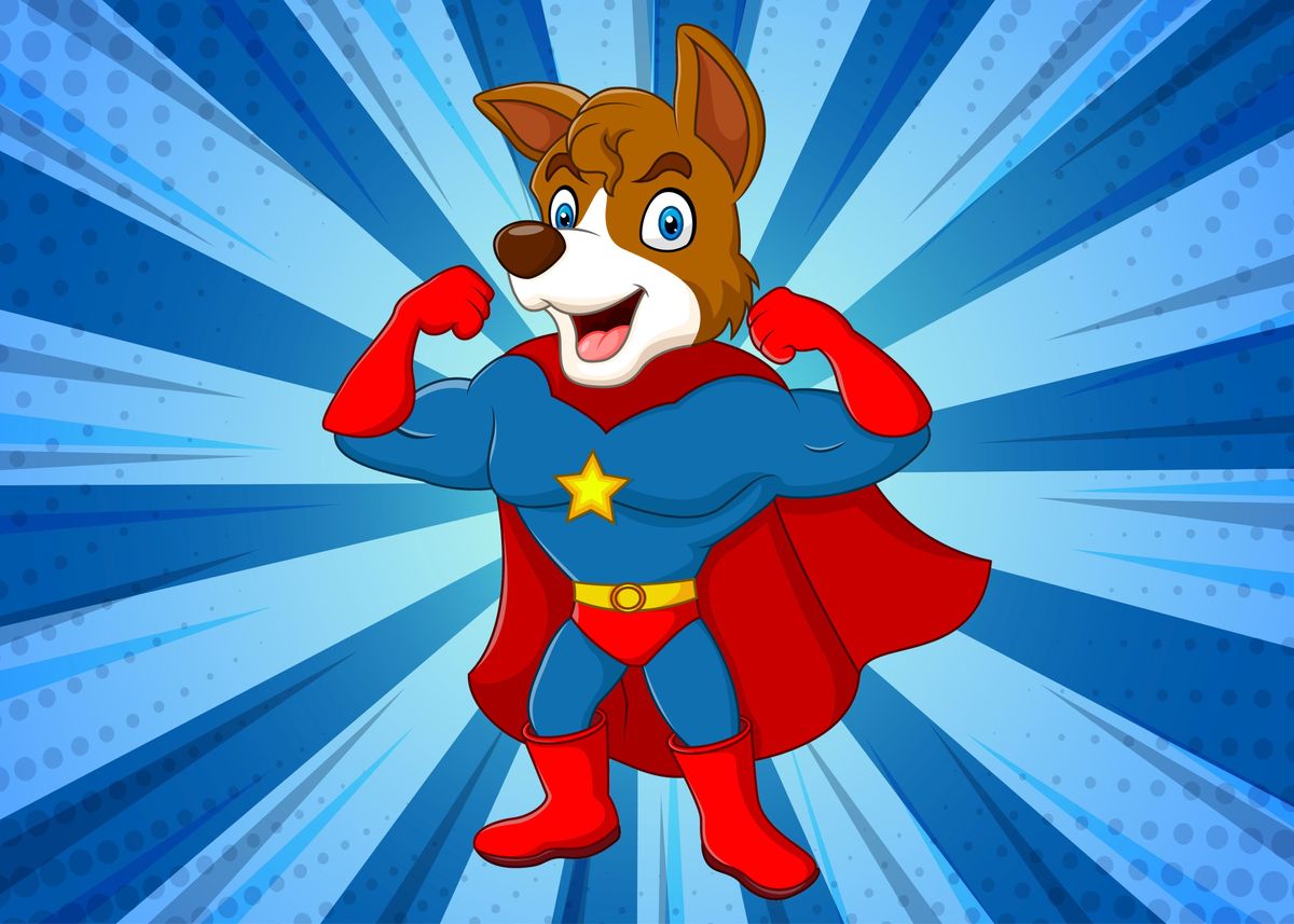 'Super Hero Dog' Poster, picture, metal print, paint by Max Ronn | Displate