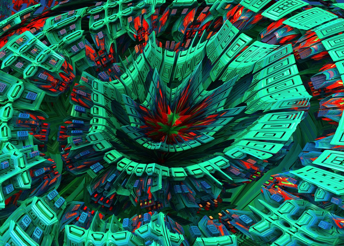 'Cyber Leaf' Poster, picture, metal print, paint by DracksFractals ...