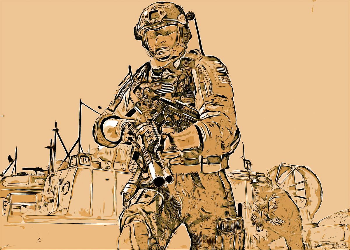 'modern warfare lineart' Poster, picture, metal print, paint by dam art ...