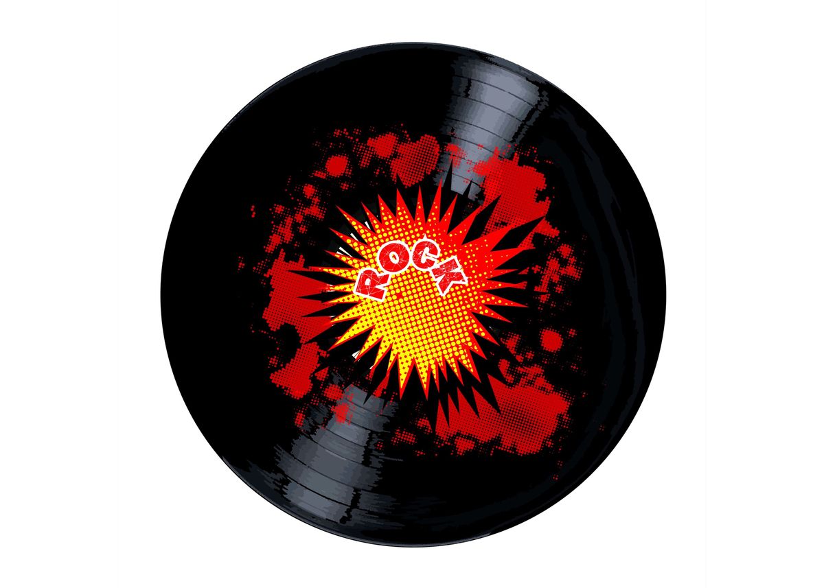 'Exploding Rock Long Record' Poster, picture, metal print, paint by ...