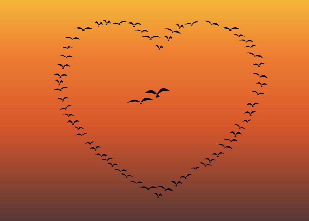 'Flock Of Birds Heart' Poster by HomeStead Digital | Displate