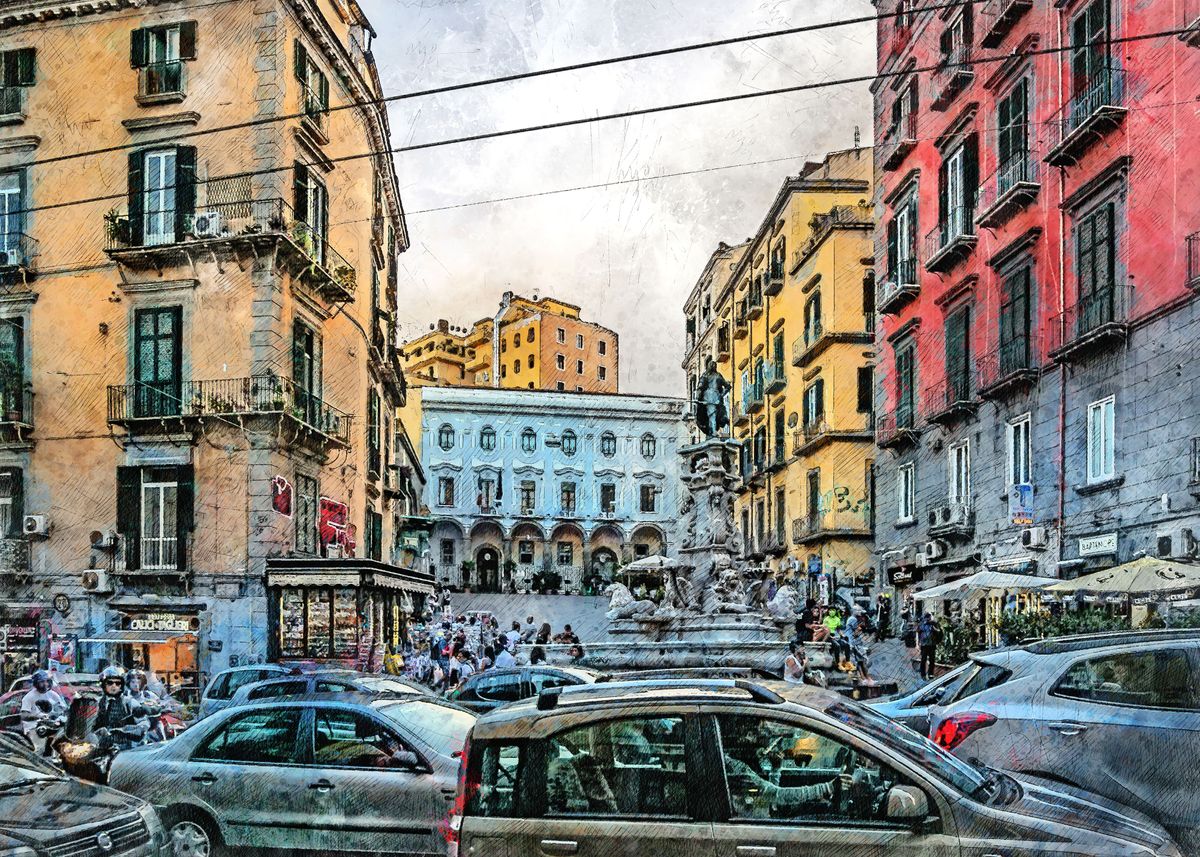 'Napoli Neapol city' Poster, picture, metal print, paint by JBJart ...