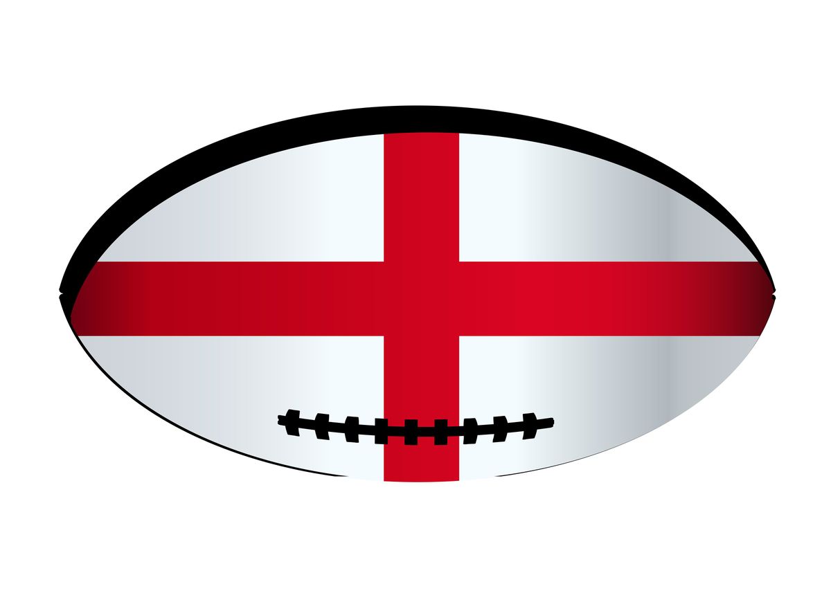 'England Flag Rugby Ball' Poster, picture, metal print, paint by ...