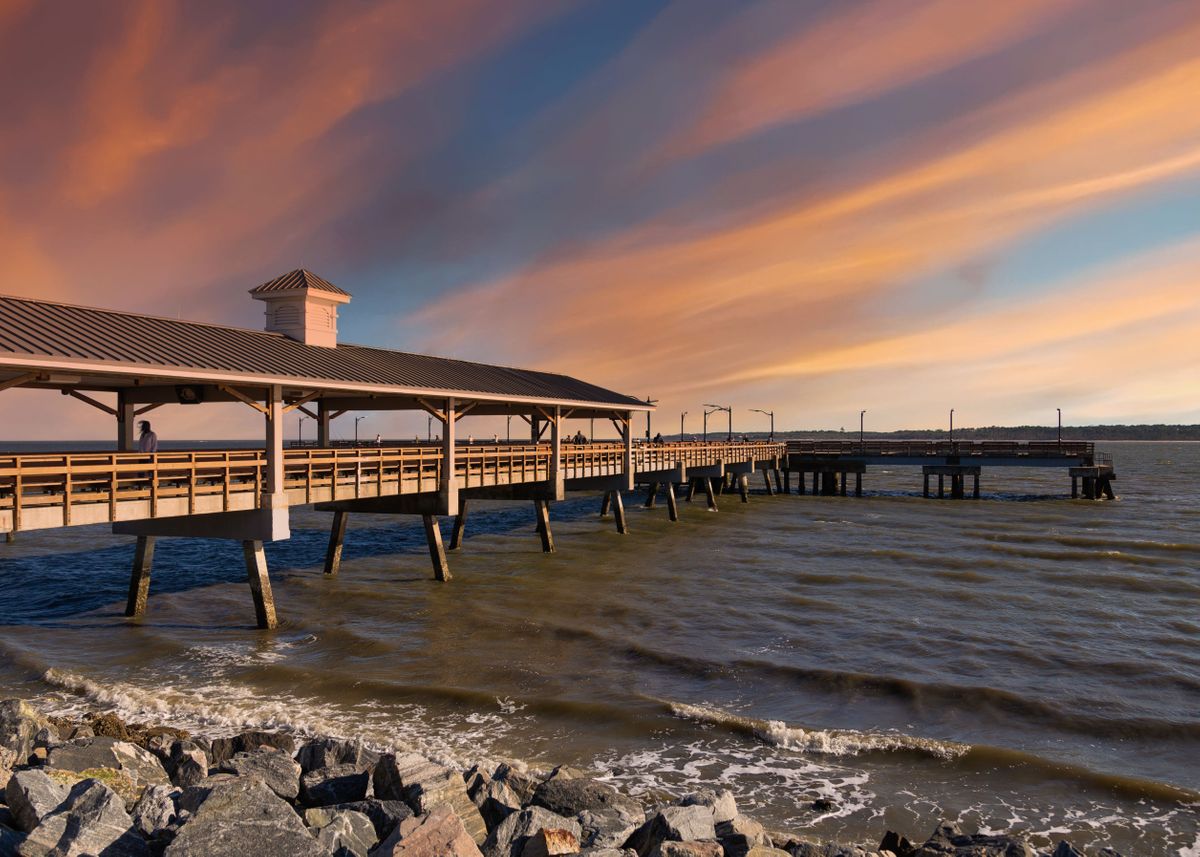 'Saint Simons Pier at Sunse' Poster, picture, metal print, paint by ...