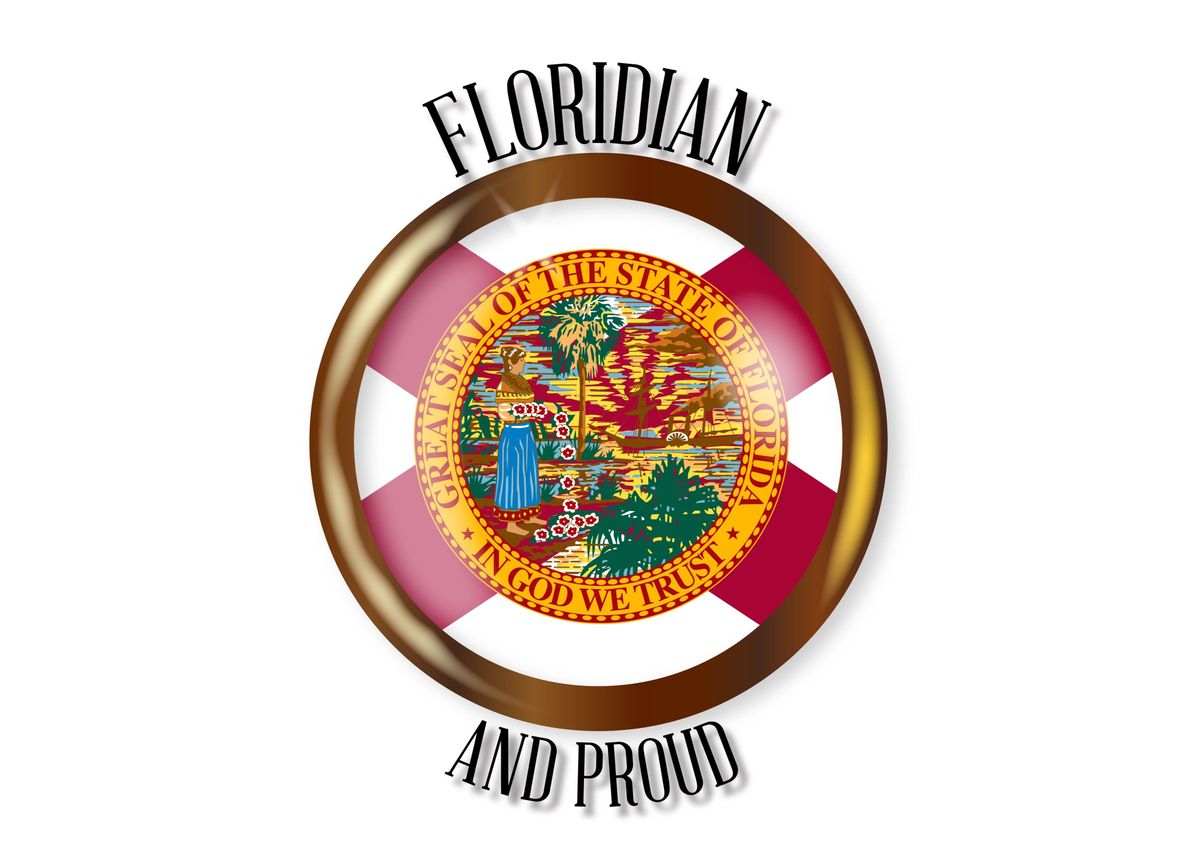 'Florida Proud Flag Button' Poster, picture, metal print, paint by ...