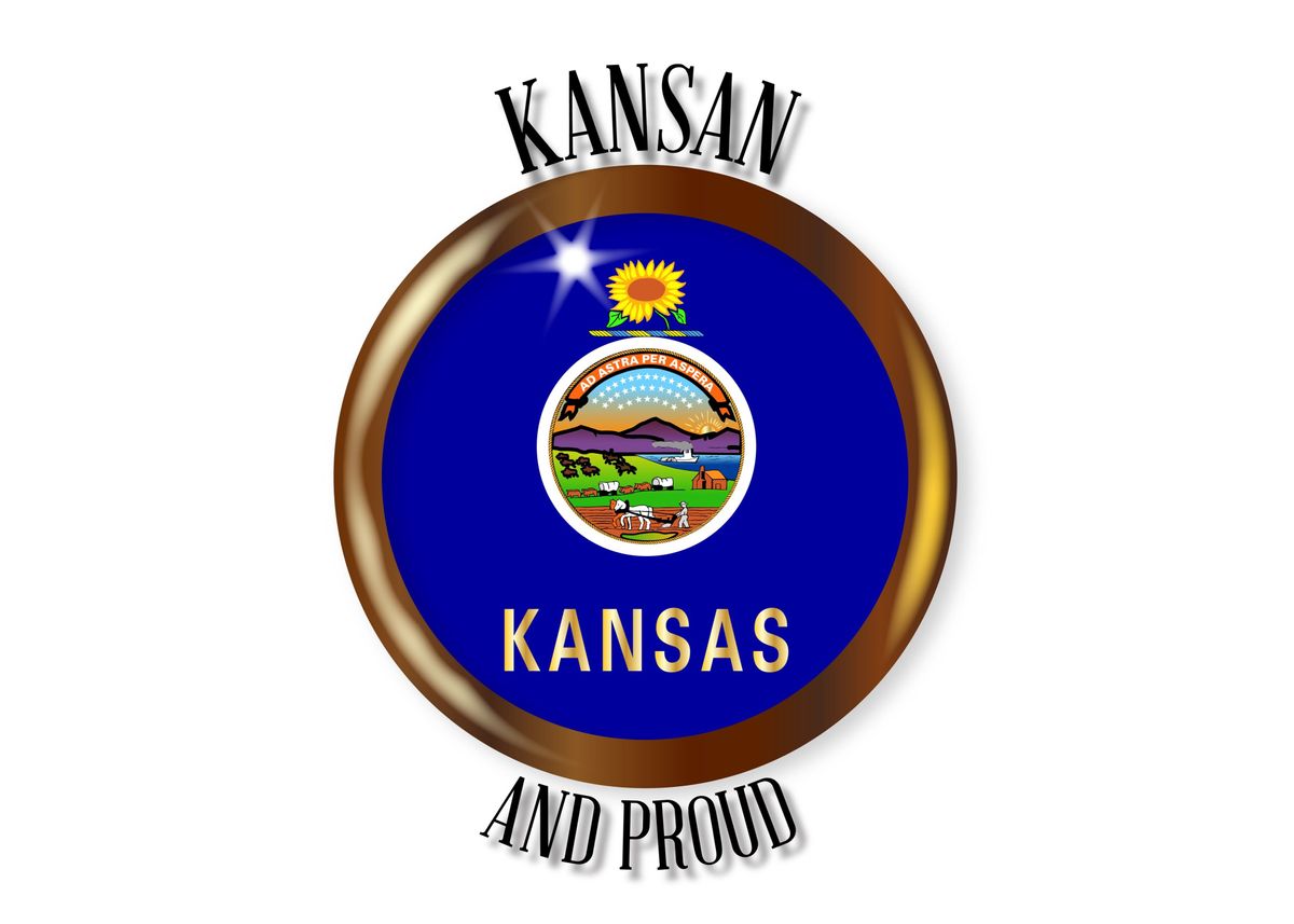'Kansas Proud Flag Button' Poster by HomeStead Digital | Displate