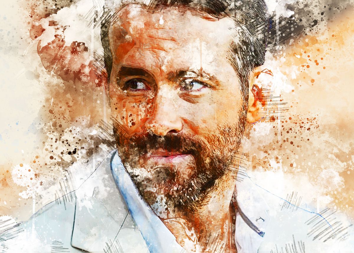 'Ryan Reynolds' Poster, picture, metal print, paint by Alex Mann | Displate