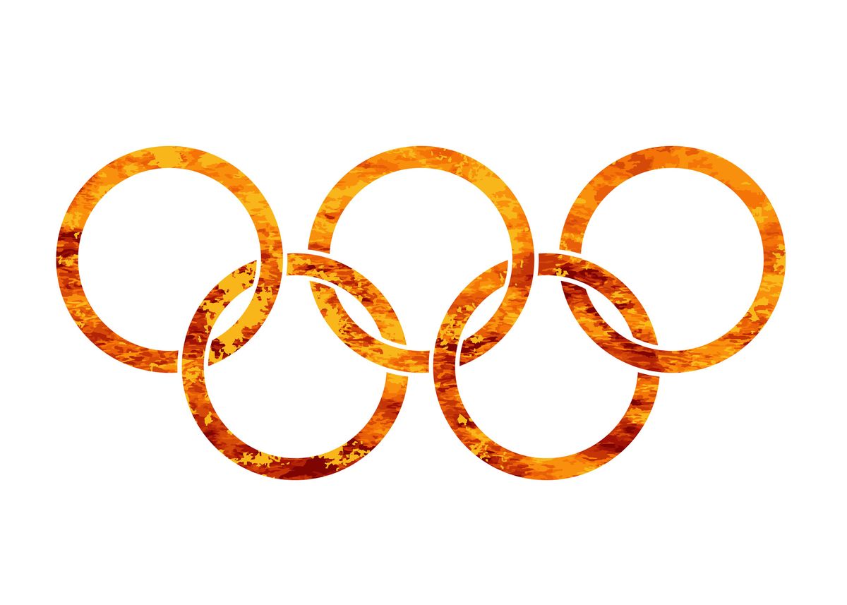 'Flaming Olympic Rings' Poster, picture, metal print, paint by ...