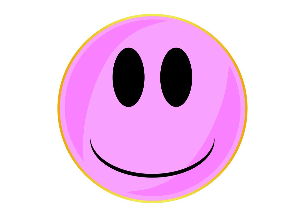 'Pink Smile Face Button' Poster, picture, metal print, paint by ...