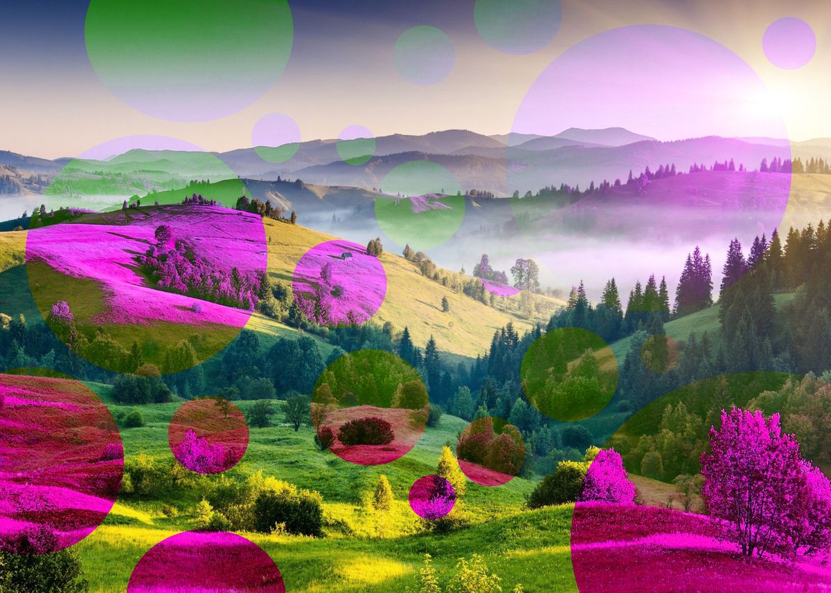 'Pop landscape' Poster, picture, metal print, paint by Leandro P | Displate