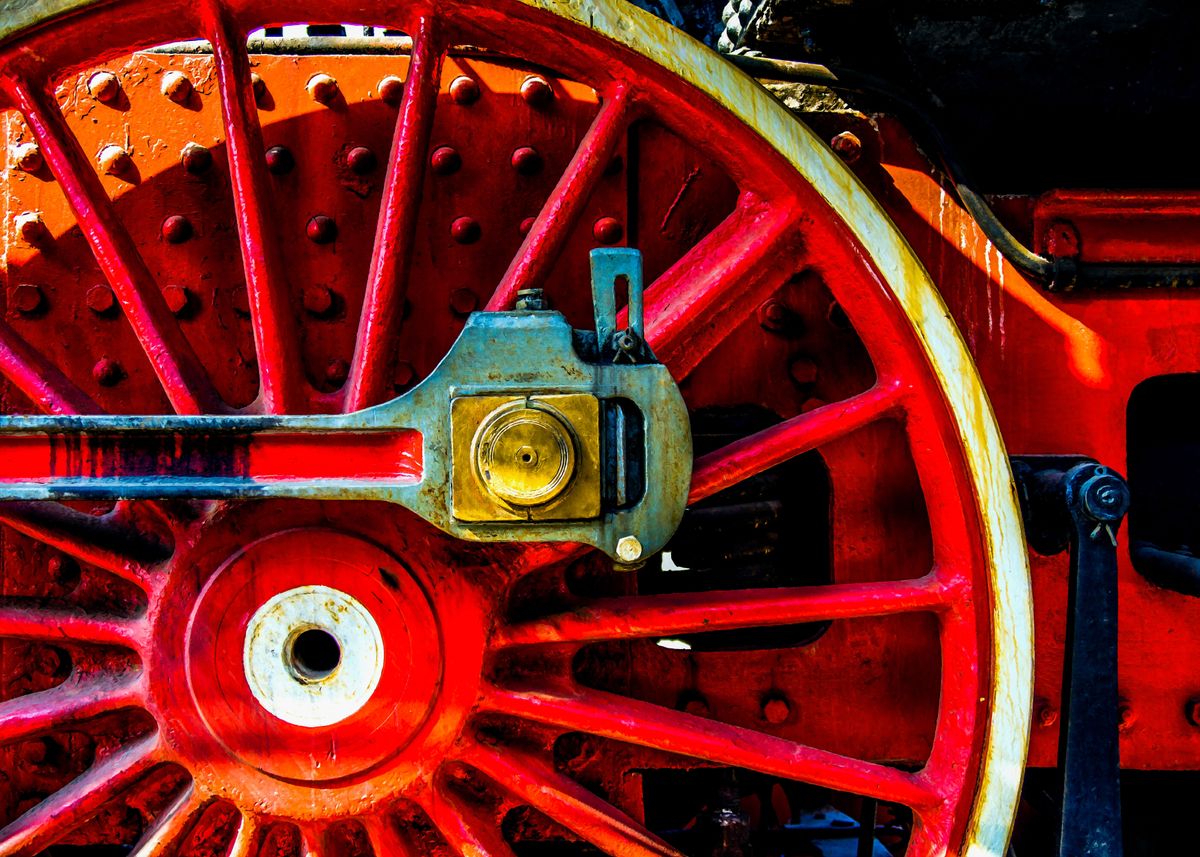 'Red Steam Locomotive Wheel' Poster, picture, metal print, paint by Art ...