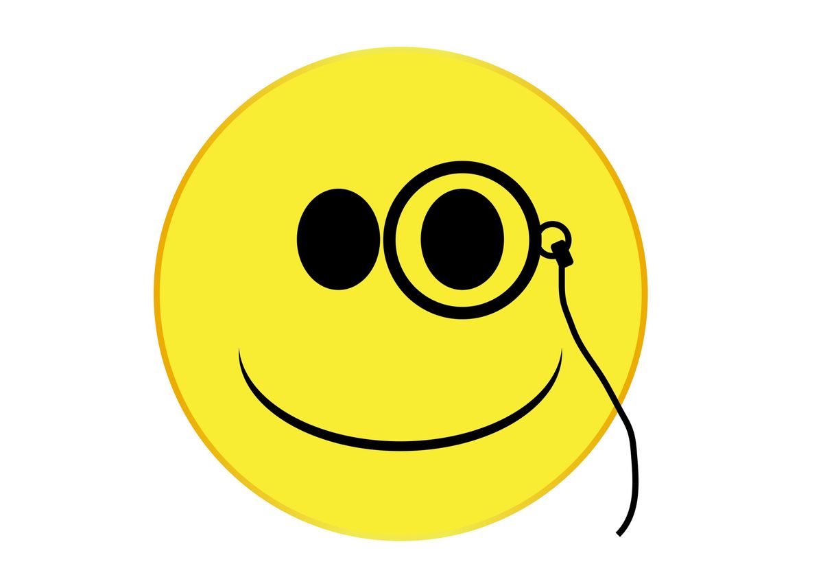 'Monocle Glass Smile Face' Poster, picture, metal print, paint by ...