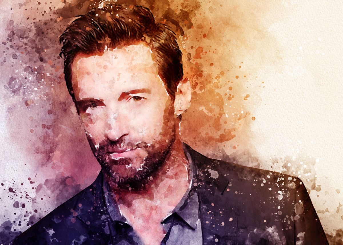 'Hugh Jackman' Poster, picture, metal print, paint by Alex Mann | Displate