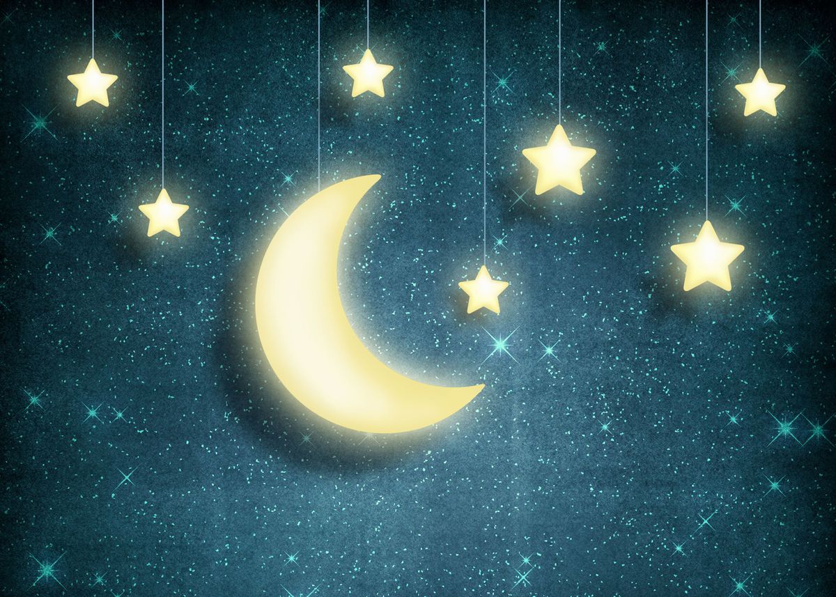 'Moon and Stars 05' Poster, picture, metal print, paint by Aloke Design ...