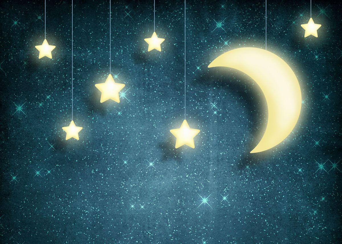 'Moon and Stars 01' Poster, picture, metal print, paint by Aloke Design ...