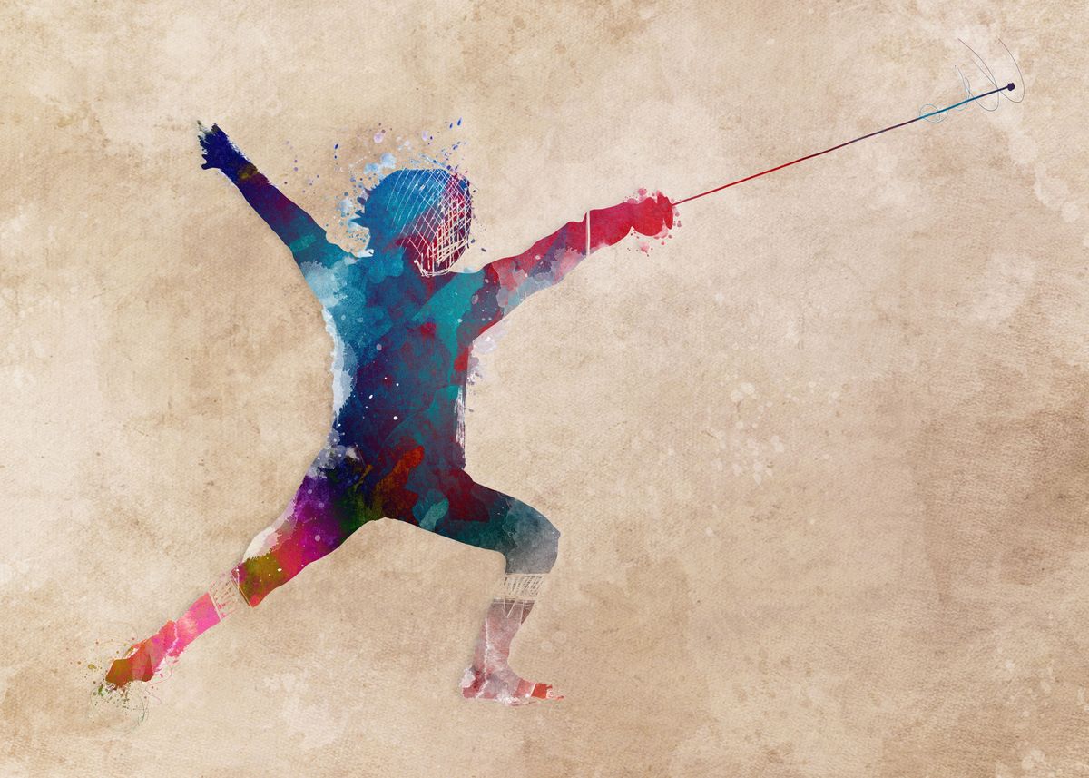 'Fencing sport art' Poster, picture, metal print, paint by JBJart ...