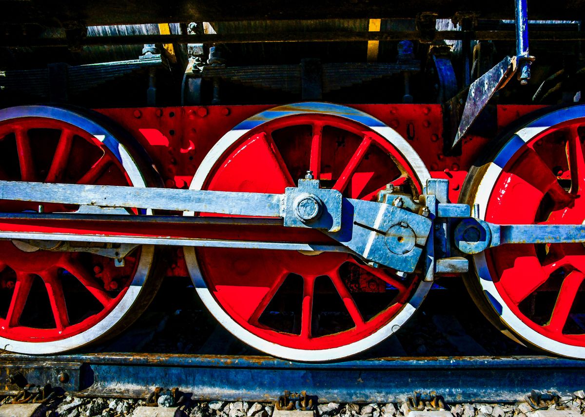 'Red Wheels Driving Rods' Poster, picture, metal print, paint by Art ...