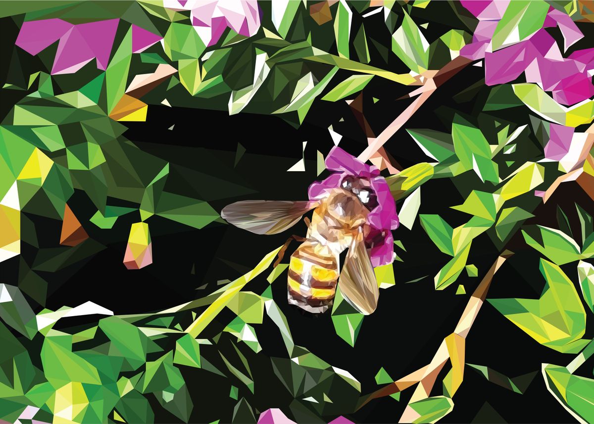 'Low Poly Worker Bee' Poster, picture, metal print, paint by Erin ...