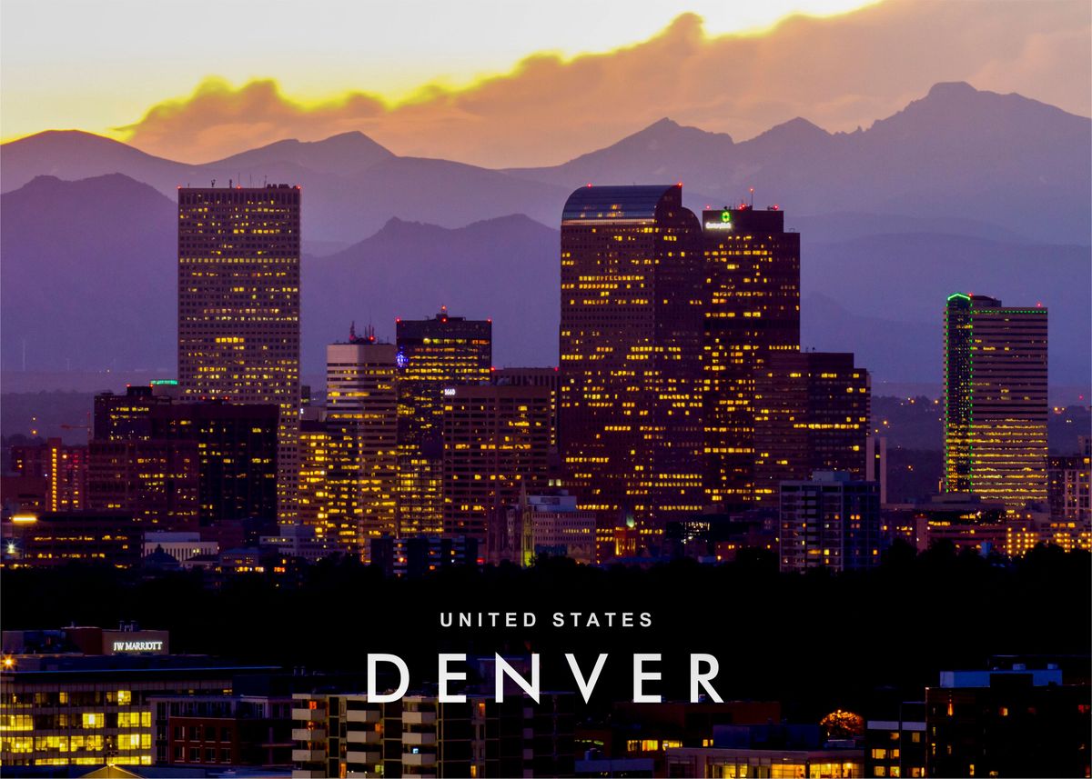 'Denver night view' Poster, picture, metal print, paint by Ez ...