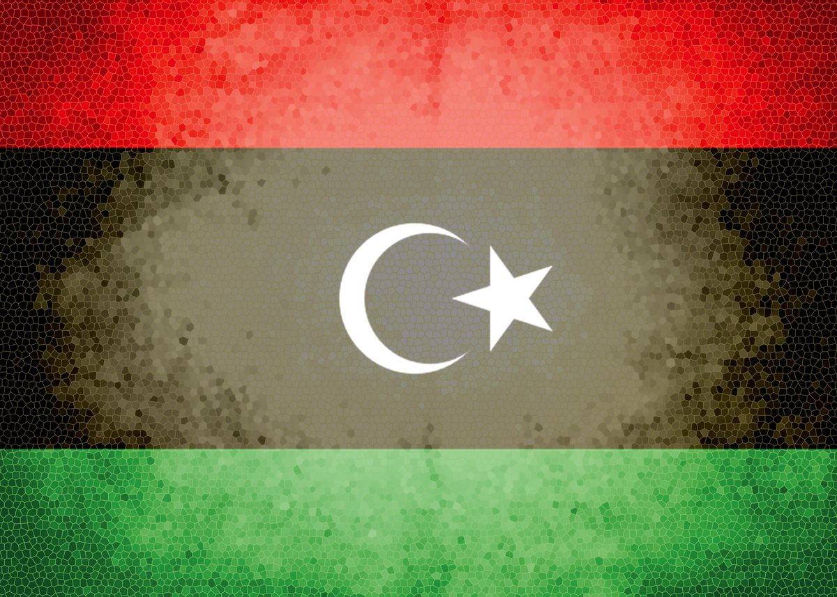 'Libya vintage flag' Poster, picture, metal print, paint by Mad Crabs ...