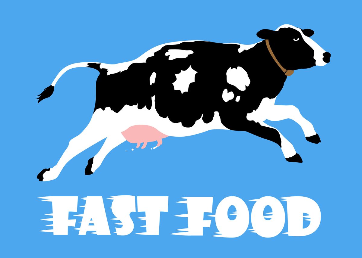 'Cow Fast Food' Poster, picture, metal print, paint by Alberto Perez ...
