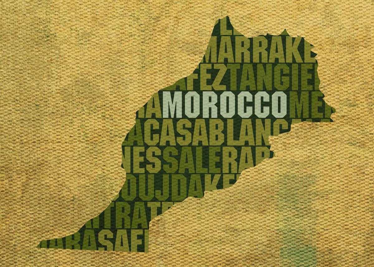 'Morocco Country Word Map' Poster, picture, metal print, paint by ...