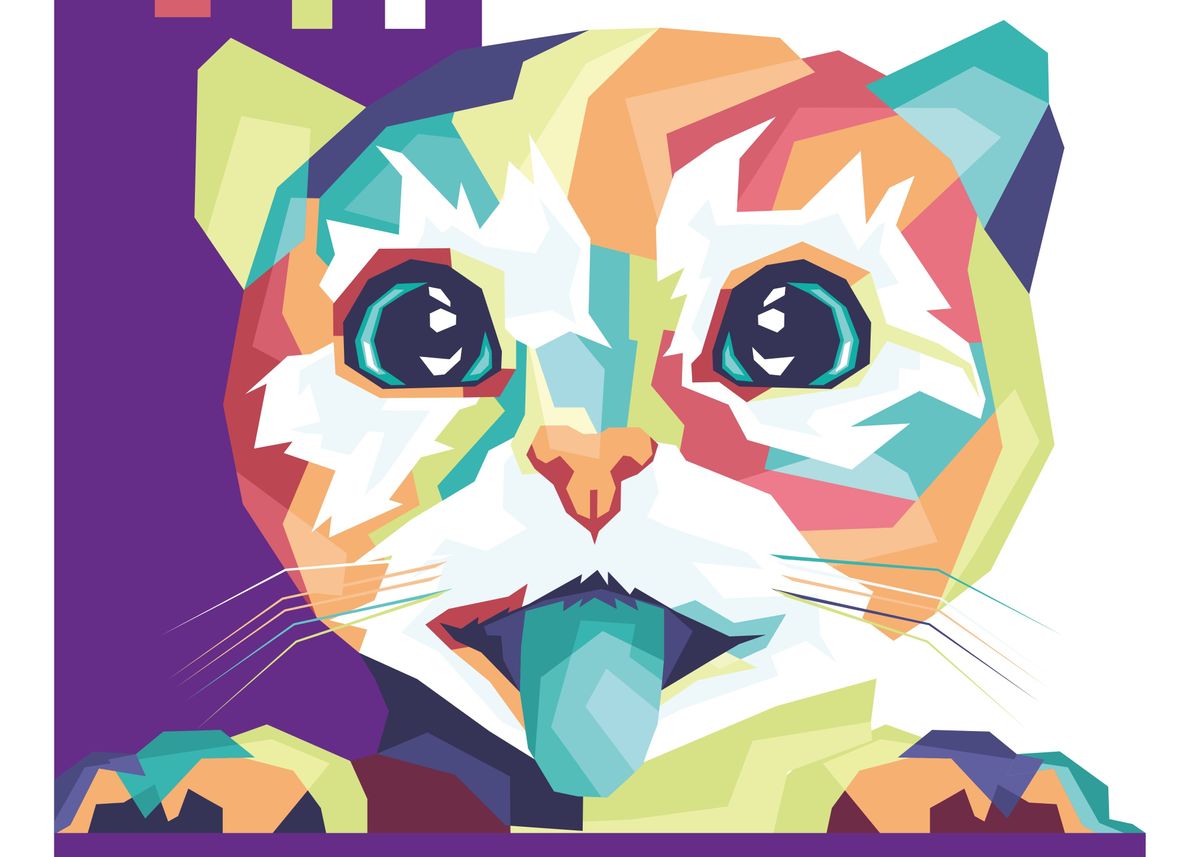 'cute cate pop art' Poster, picture, metal print, paint by Ar dani ...