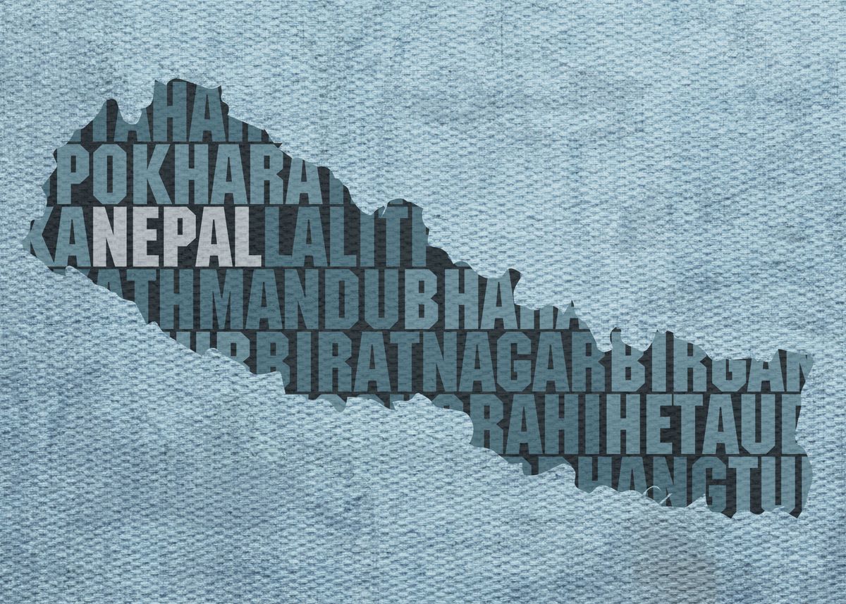'Nepal Country Word Map Art' Poster, picture, metal print, paint by ...