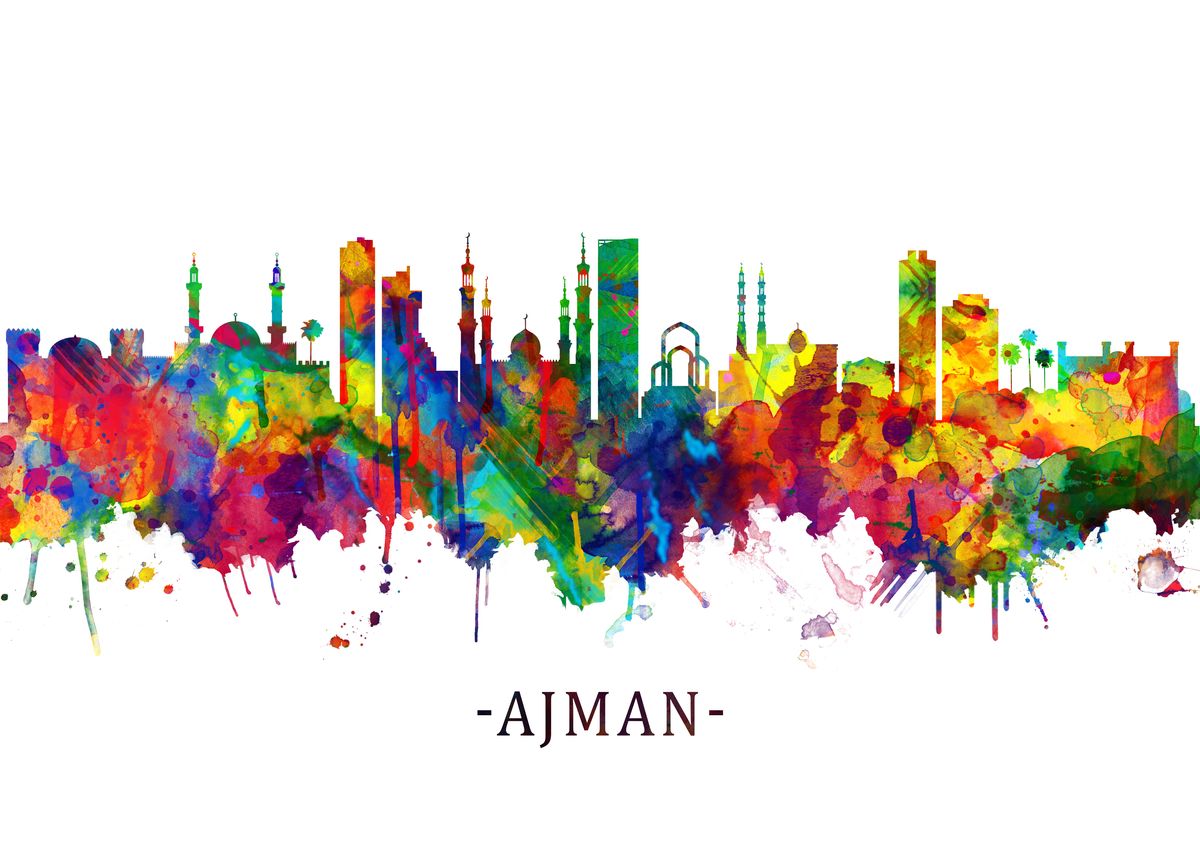 'Ajman UAE Skyline' Poster, picture, metal print, paint by Towseef Dar ...