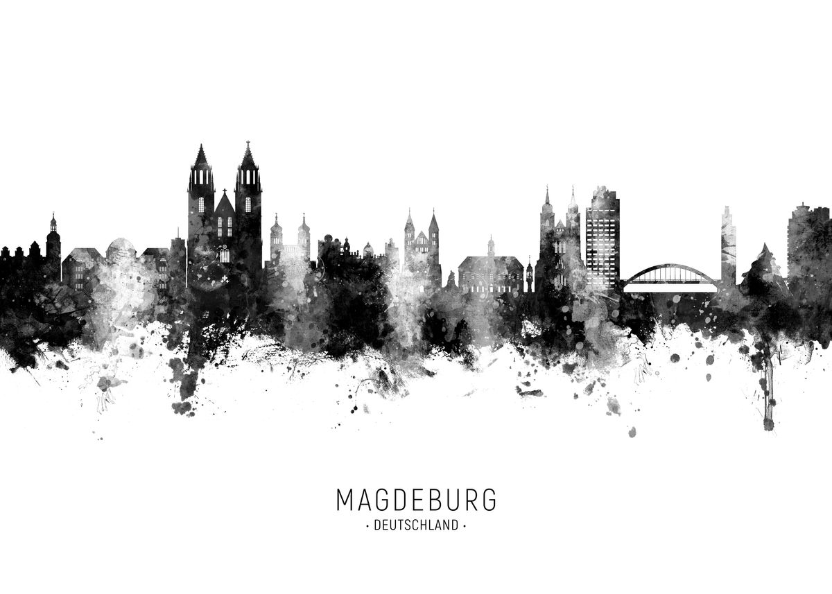 'Magdeburg Skyline' Poster by Michael Tompsett | Displate