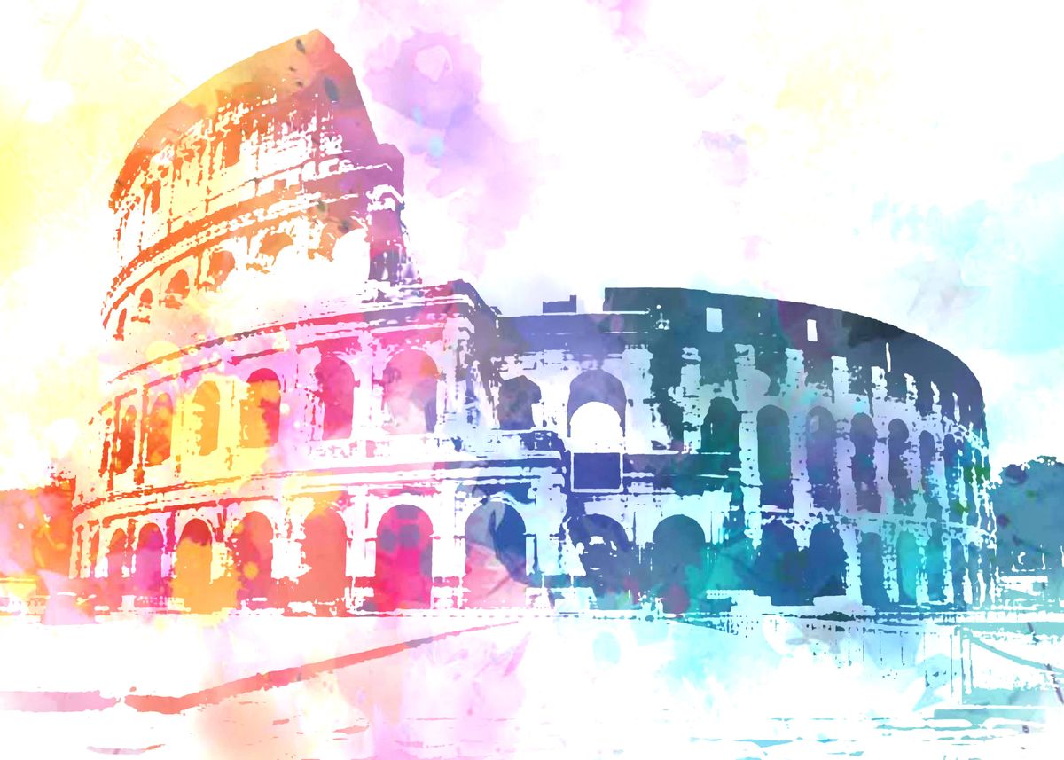'Colosseum Water Color' Poster, picture, metal print, paint by Muhammad ...