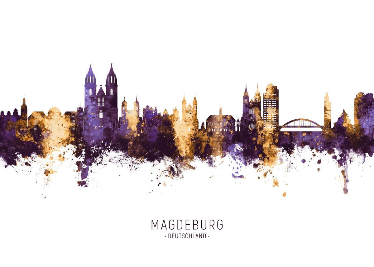 'Magdeburg Skyline' Poster, picture, metal print, paint by Michael ...