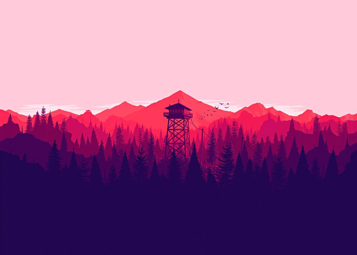'Firewatch' Poster, picture, metal print, paint by Kunyah | Displate
