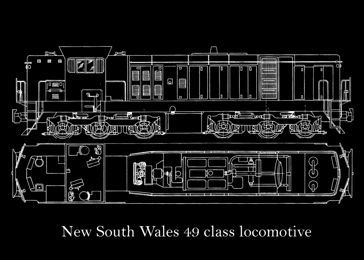 'New South Wales 49 train' Poster, picture, metal print, paint by B & W ...