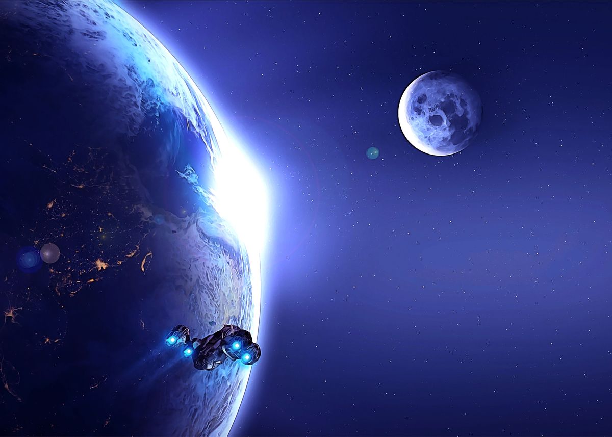 'Spaceship to the moon' Poster by Donma Art | Displate