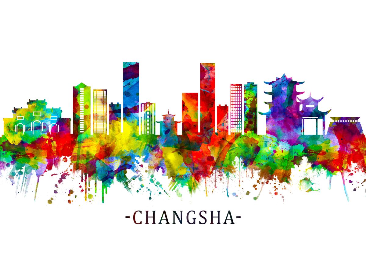 'Changsha China Skyline' Poster, picture, metal print, paint by Towseef ...