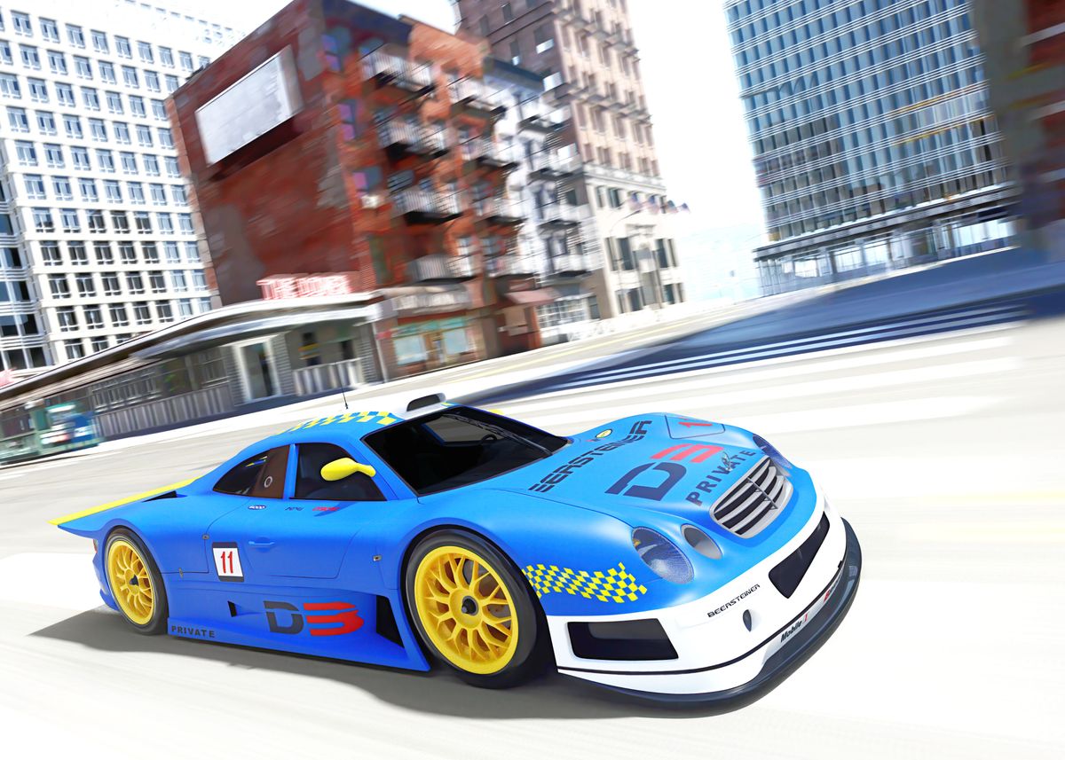 'Blue Racing Car' Poster, picture, metal print, paint by Bill Boehm ...