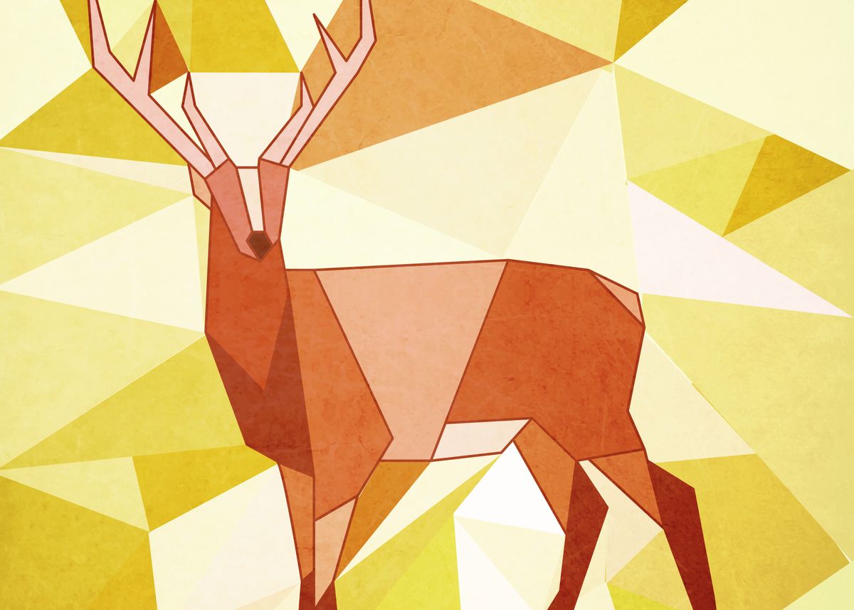 'Animals from triangles' Poster, picture, metal print, paint by Michal ...