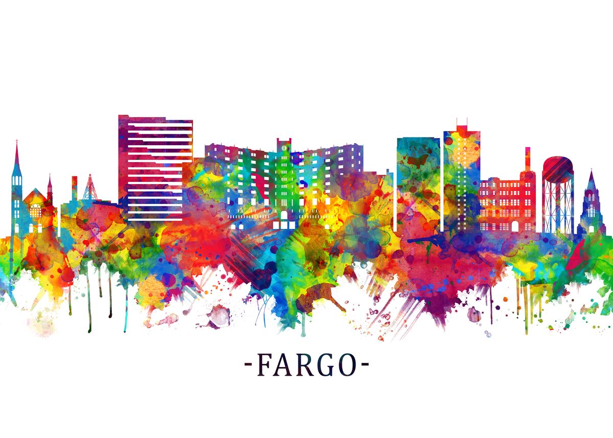 'Fargo North Dakota Skyline' Poster by Towseef Dar | Displate
