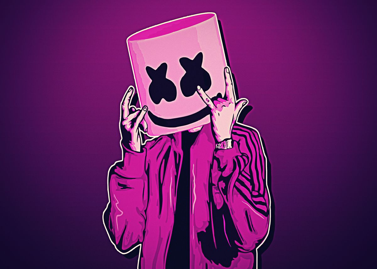 'DJ Marshmello' Poster, picture, metal print, paint by ZDai | Displate