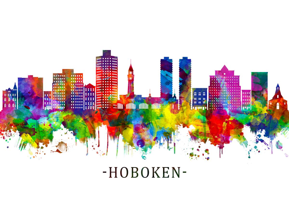 'Hoboken New Jersey Skyline' Poster, picture, metal print, paint by ...