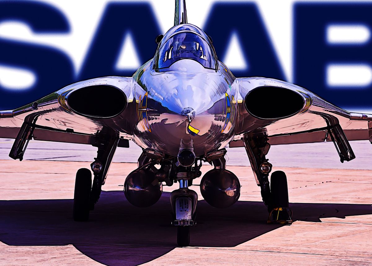 'SAAB jet fighter plane' Poster, picture, metal print, paint by Donma ...