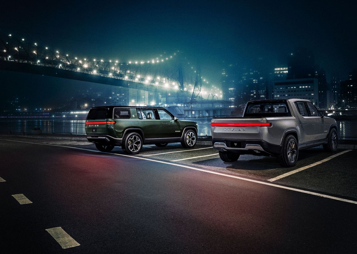 'Rivian R1T 2019 Rivian R1S' Poster, picture, metal print, paint by ...