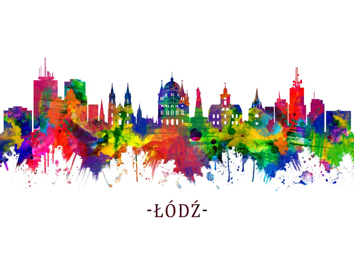 'Lodz Poland Skyline' Poster, picture, metal print, paint by Towseef ...