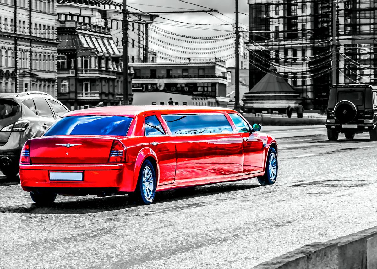 'Red Limousine Car' Poster by Art Ofphotos | Displate