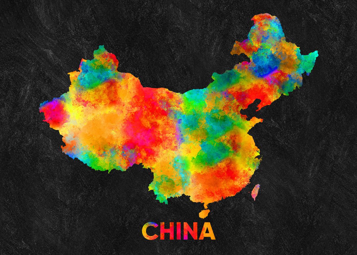 'china map' Poster, picture, metal print, paint by SplashDesign | Displate